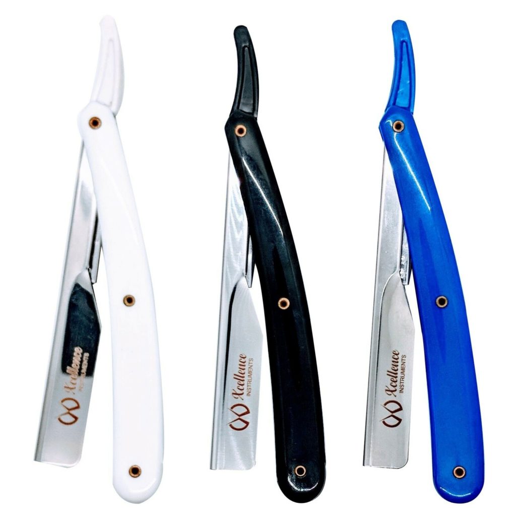 Xcellence Straight Edge Barber Razor Cut Throat Shaving Razor Blue ...